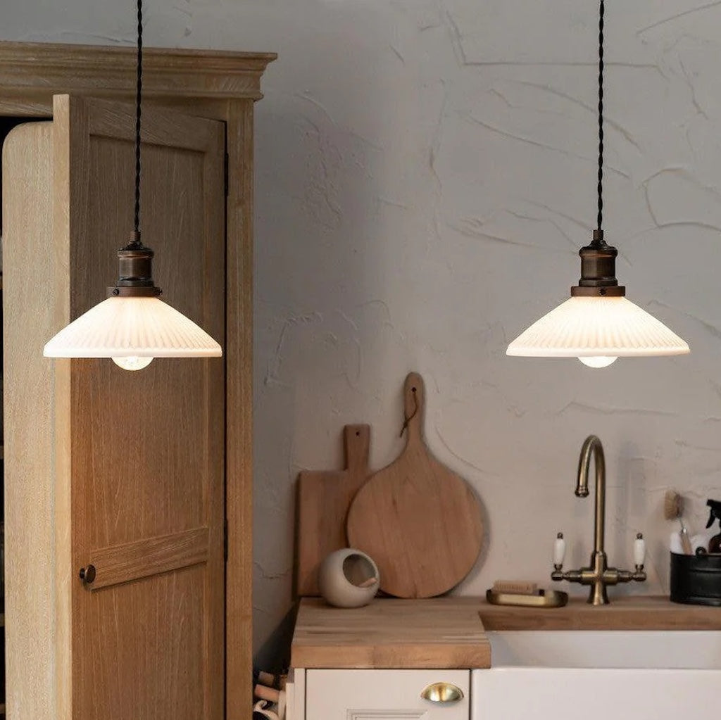 Beaulieu Fluted Double White Ceramic Pendant Light – Idyll Home