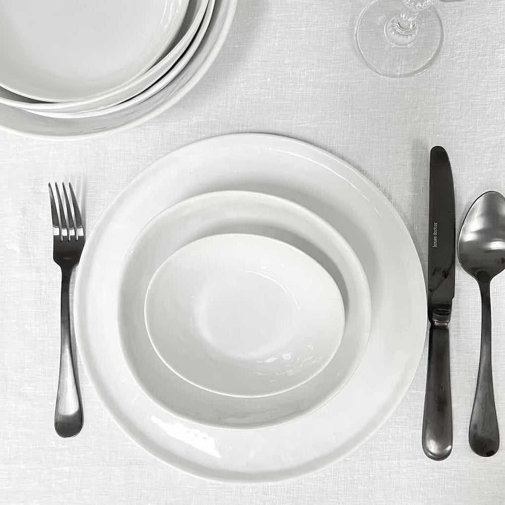 Crockery, dinner plates and bowls, serving bowls and mugs